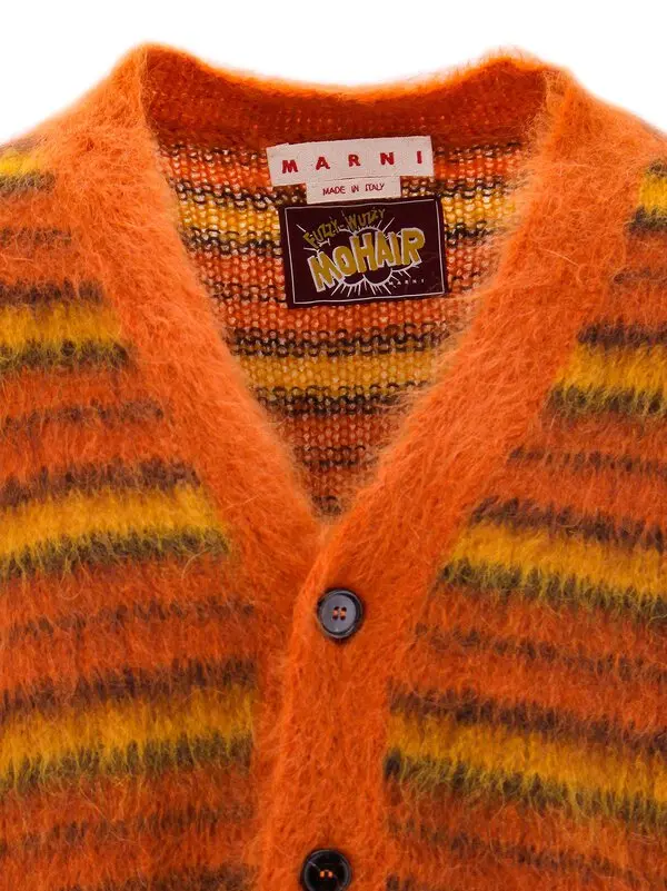 Marni V-neck Striped Knit Cardigan