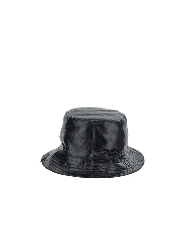 Gucci Gg Monogrammed Leather Bucket Hat - Black