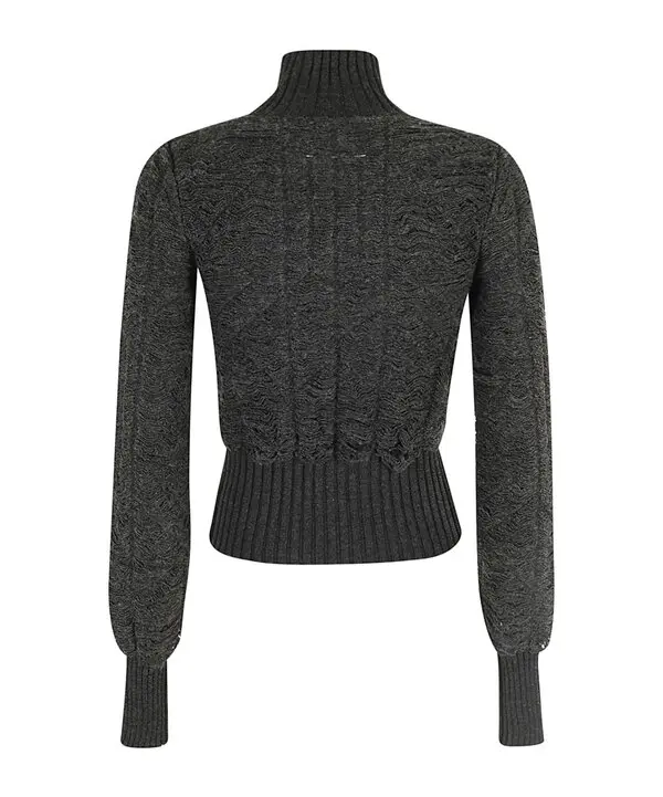 MAISON MARGIELA Ribbed Turtleneck Knitted Sweater - Black