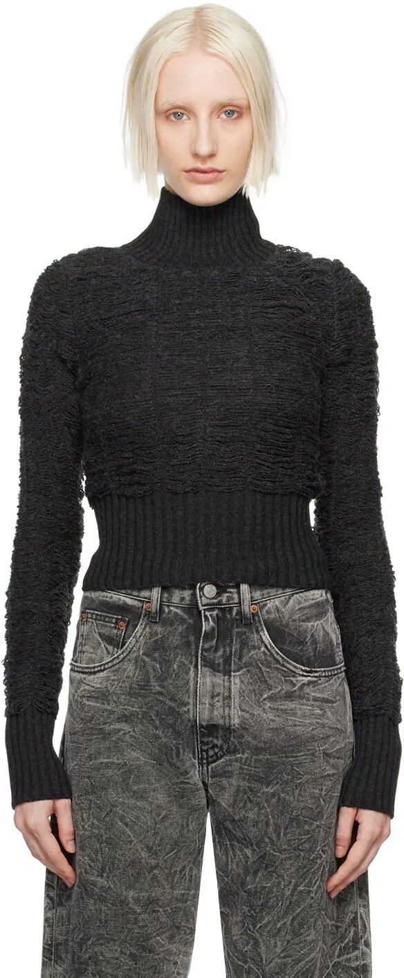MAISON MARGIELA Ribbed Turtleneck Knitted Sweater - Black