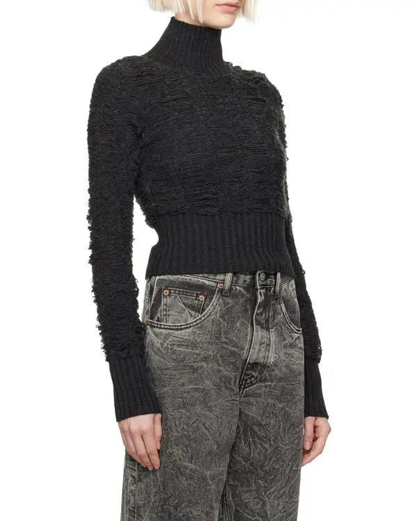 MAISON MARGIELA Ribbed Turtleneck Knitted Sweater - Black