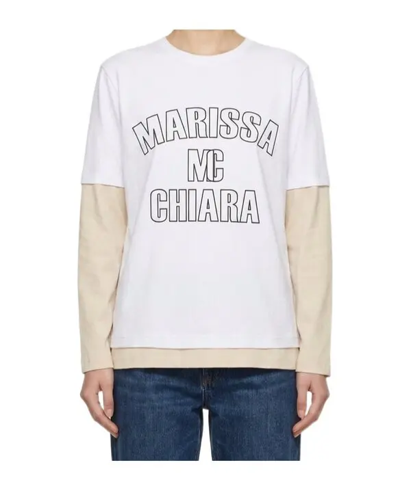 Marissa Chiara Crew Neck Long Sleeve T-shirt - White