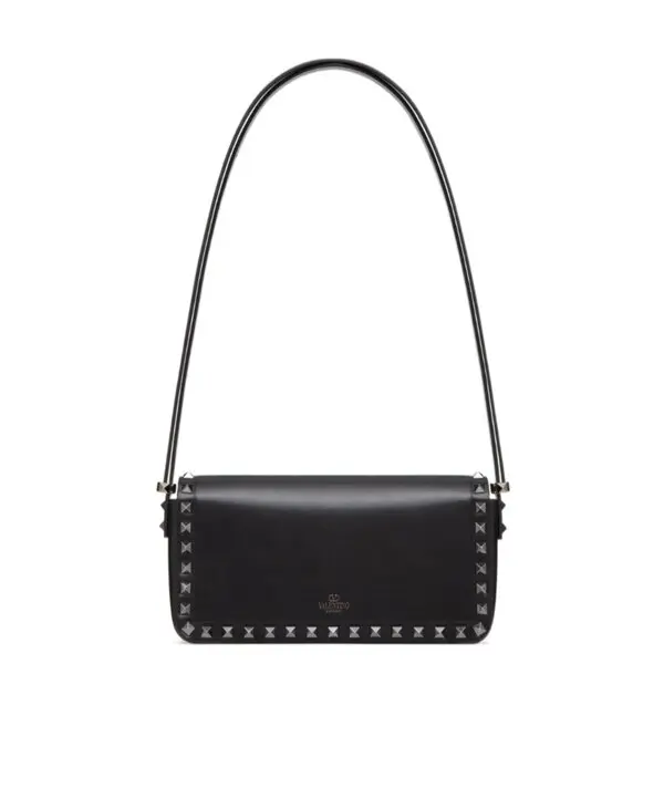 Valentino Garavani Rockstud Foldover Top Shoulder Bag - Black