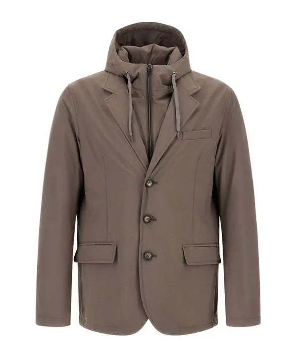 Herno Hooded Blazer With Classic Lapel - Gray