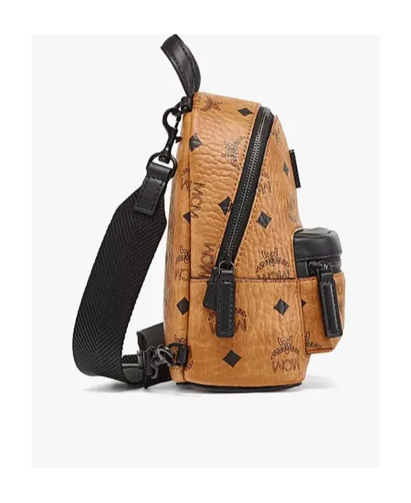 Mcm Stark Monogram Print Zipped Backpack - Brown