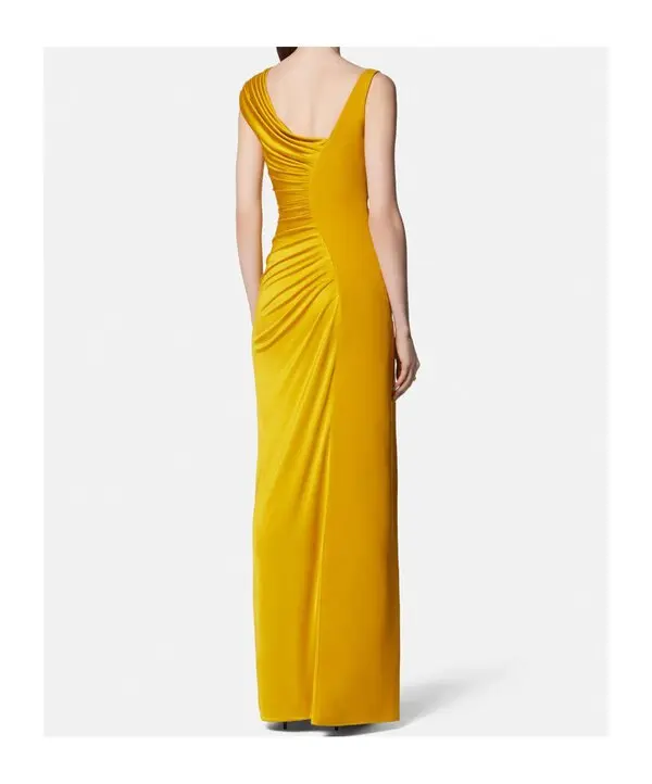 Versace Medusa '95 Draped Satin Gown - Brown