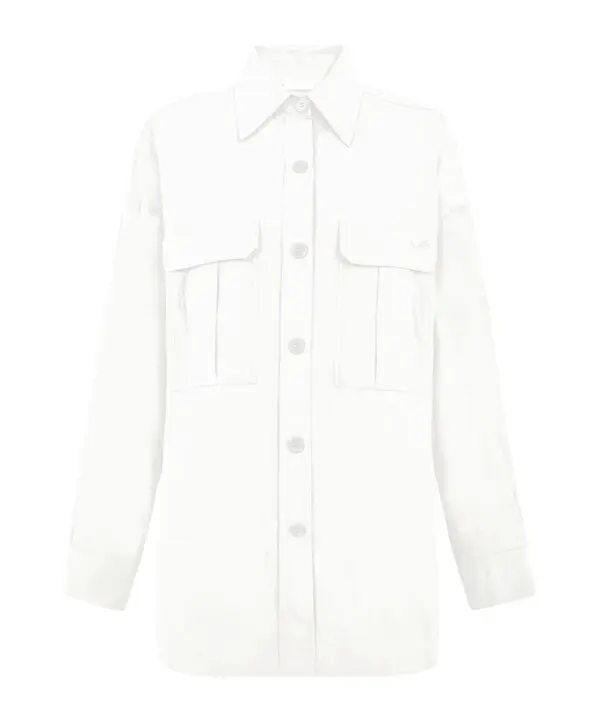 P.a.r.o.s.h Long Sleeve Patch Pocket Shirt - White