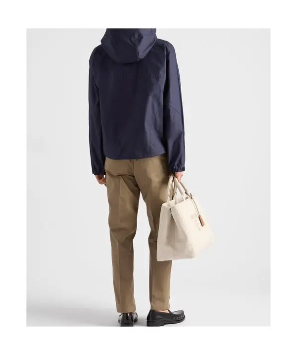 Prada Cotton Hooded Zip-up Jacket - Navy