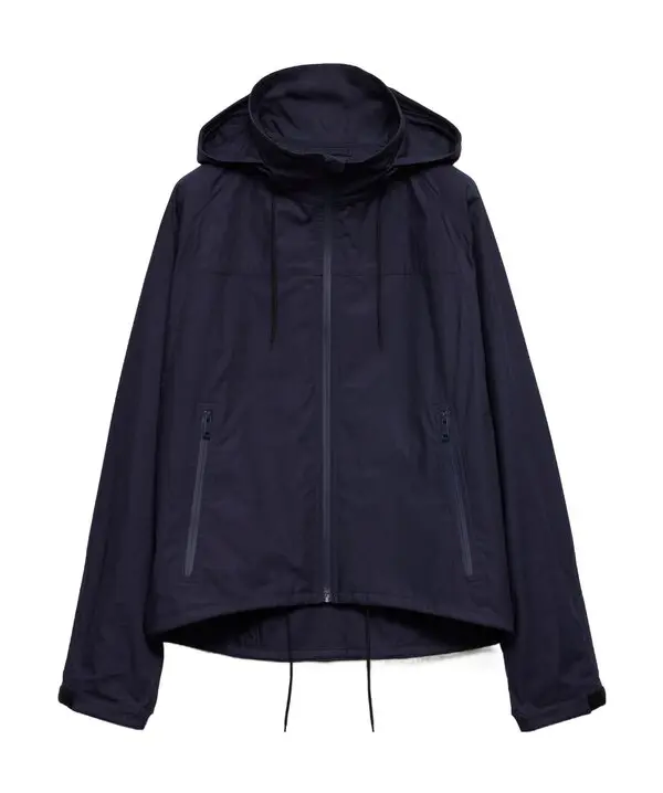 Prada Cotton Hooded Zip-up Jacket - Navy