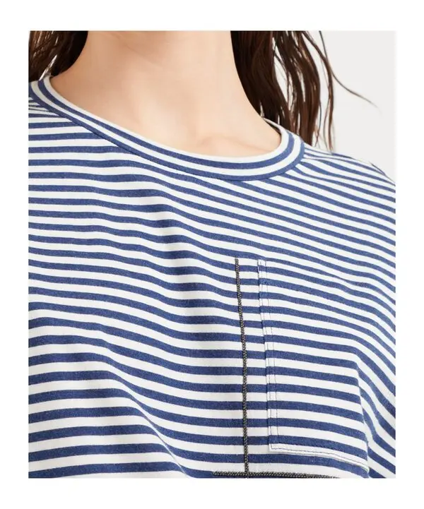 Brunello Cucinelli Striped Crewneck T-shirt With Chest Pocket