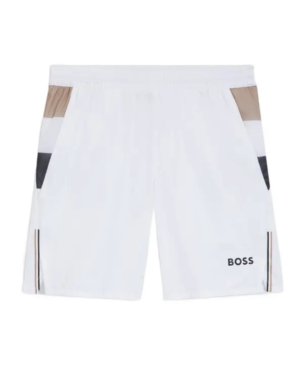 Hugo Boss Elasticated Waist Shorts With Signature Stripes - White