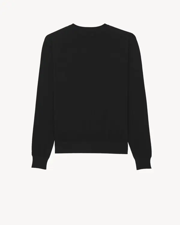 Saint Laurent Seedstitch Cotton Crewneck Sweater - Black