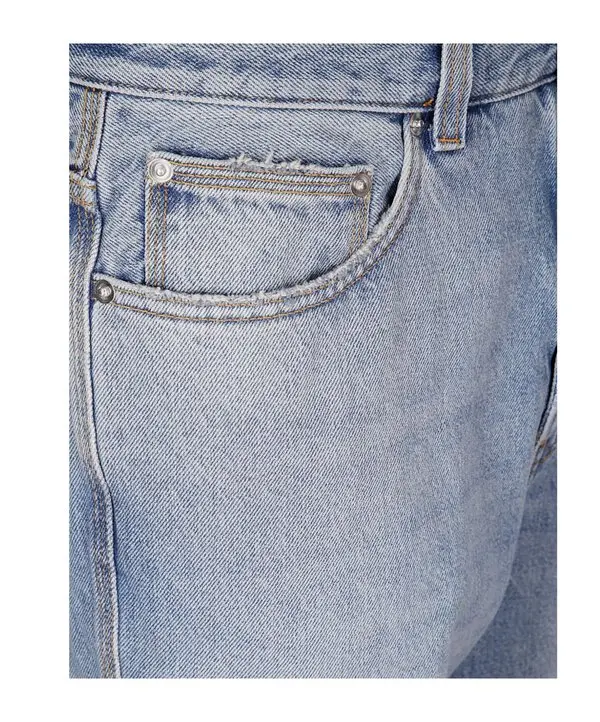 HAIKURE Distressed Straight Leg Jeans - Light Blue