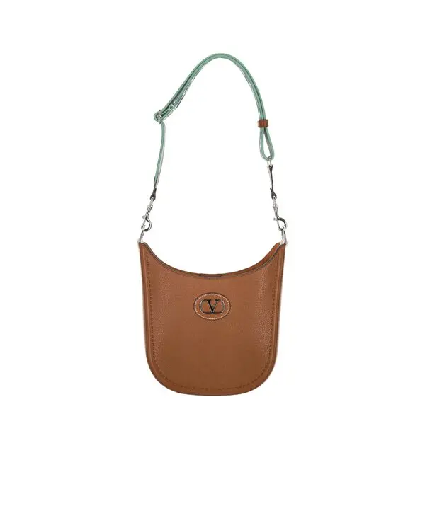 Valentino Garavani Logo Plaque Crossbody Bag - Caramel Color