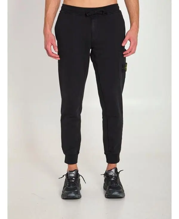 Stone Island Logo Patch Drawstring Trousers - Black