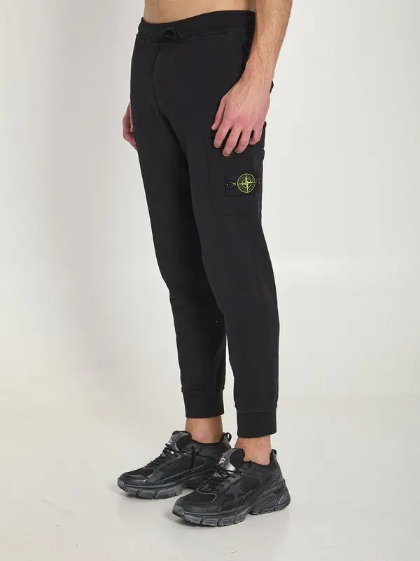 Stone Island Logo Patch Drawstring Trousers - Black