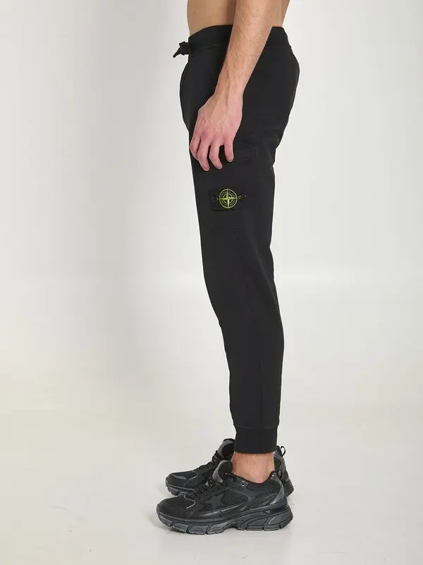Stone Island Logo Patch Drawstring Trousers - Black