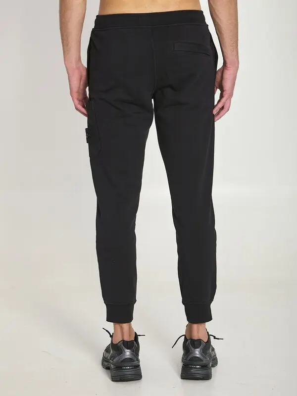 Stone Island Logo Patch Drawstring Trousers - Black