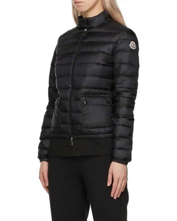 Moncler Short Padded Zip-up Jacket With Stand Collar - Black