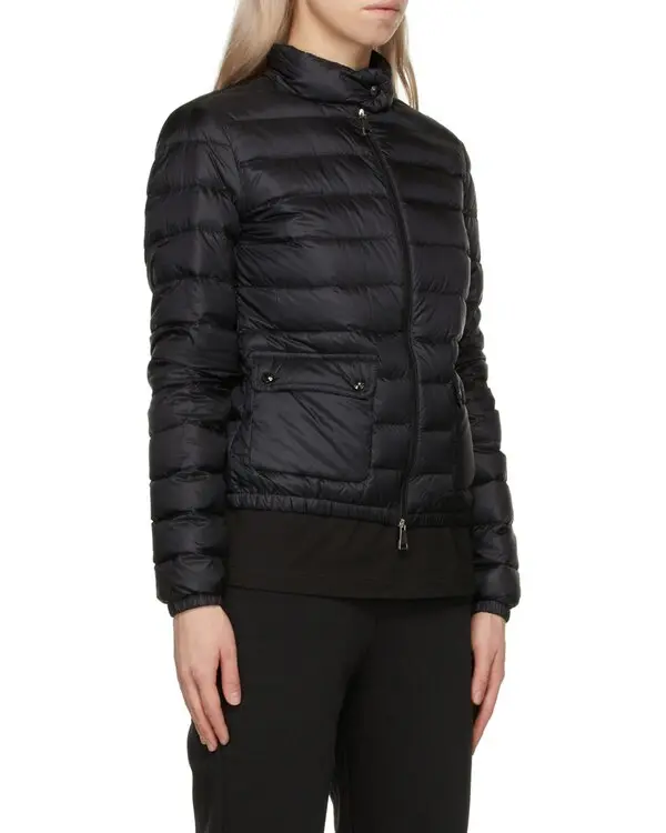 Moncler Short Padded Zip-up Jacket With Stand Collar - Black