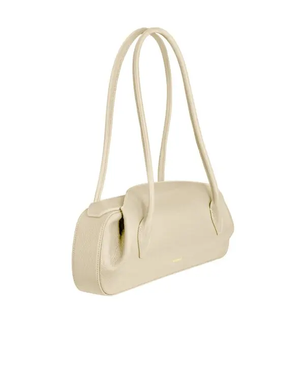 Yuzefi Oyster Shoulder Bag Angora Pebble Grained Leather - Nude