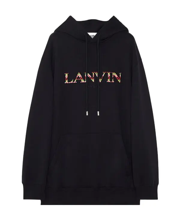LANVIN Logo Detailed Oversized Hoodie - Black