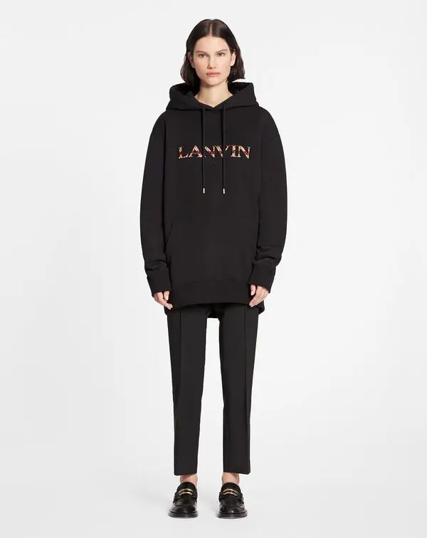 LANVIN Logo Detailed Oversized Hoodie - Black