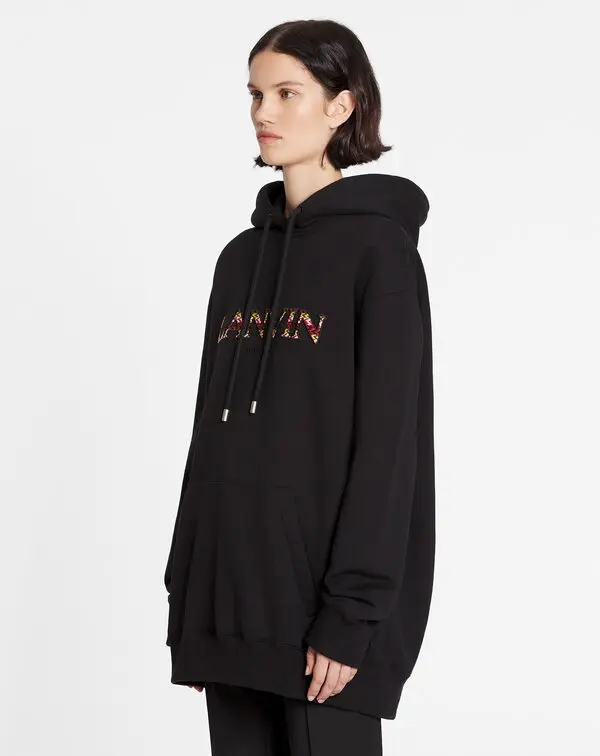LANVIN Logo Detailed Oversized Hoodie - Black