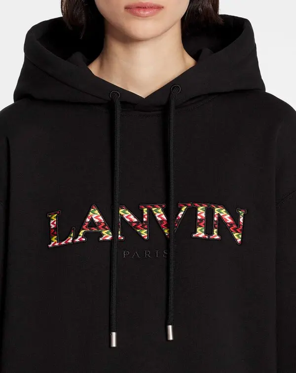 LANVIN Logo Detailed Oversized Hoodie - Black