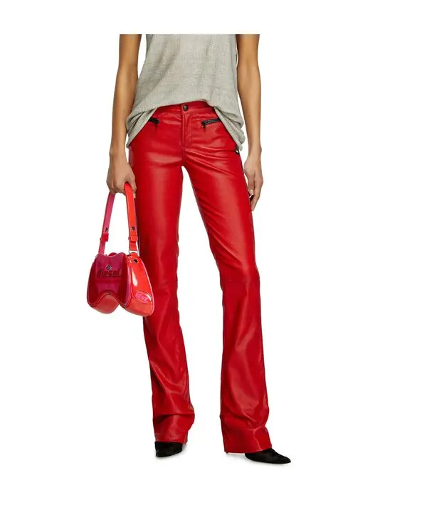 DIESEL® Perforated Stretch Leather Biker Pants