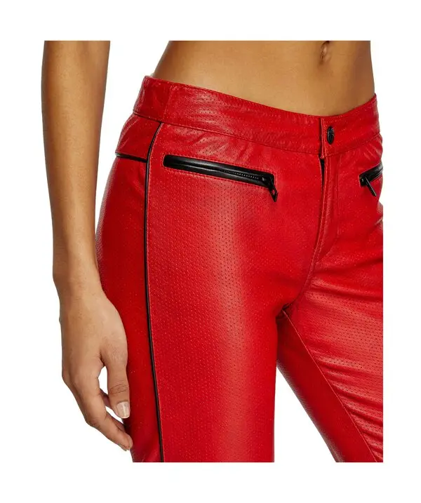 DIESEL® Perforated Stretch Leather Biker Pants
