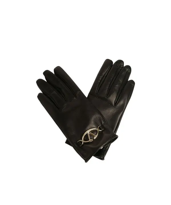 Valentino Garavani Vlogo Signature Leather Gloves - Black