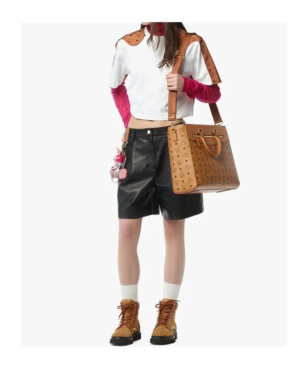 Mcm Diamond Vi Tote Bag - Cognac