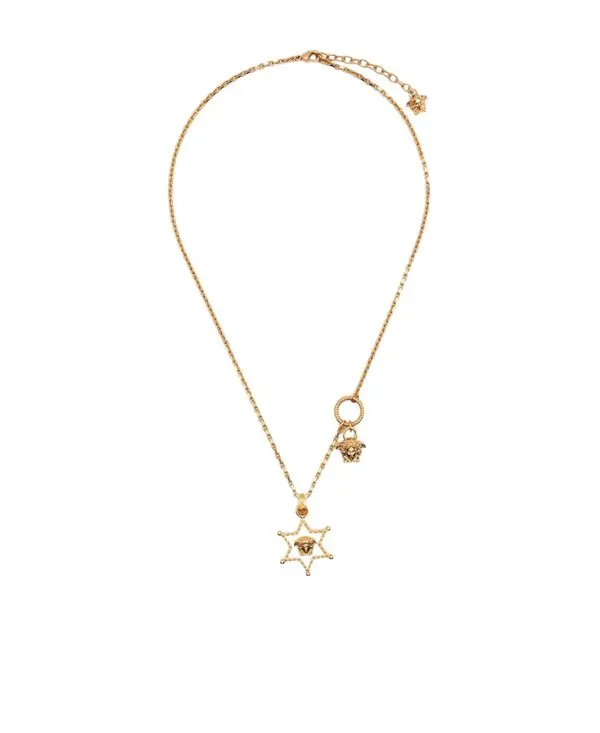 Versace Medusa Charm Detail Necklace - Yellow
