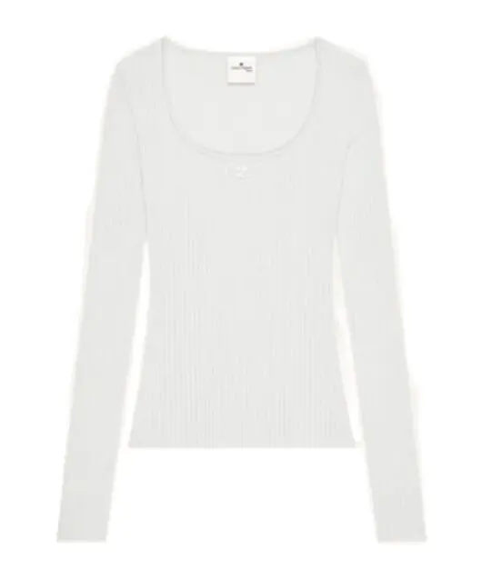 COURREGES Long-sleeve Square-neck Jumper - Inheriting White