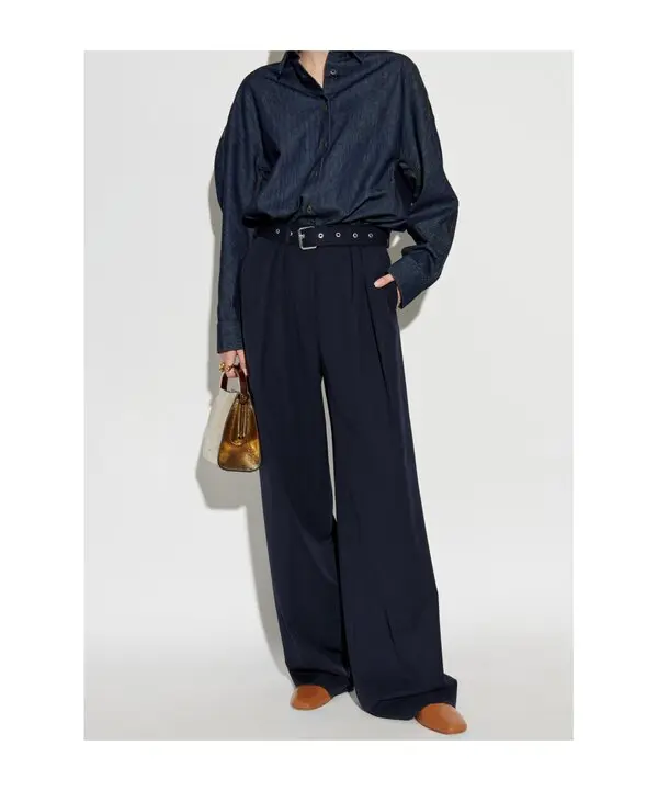 Dries Van Noten Pleated Wide-leg Trousers With Belted Waist