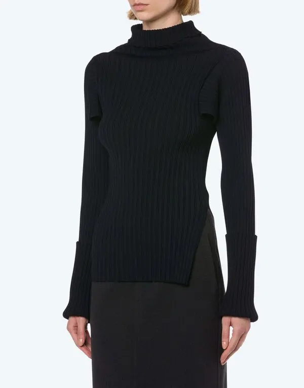 Philosophy Di Lorenzo Serafini Ribbed Knit Turtleneck Sweater With Side Slits