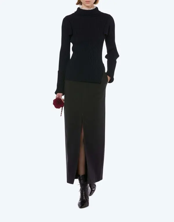 Philosophy Di Lorenzo Serafini Ribbed Knit Turtleneck Sweater With Side Slits
