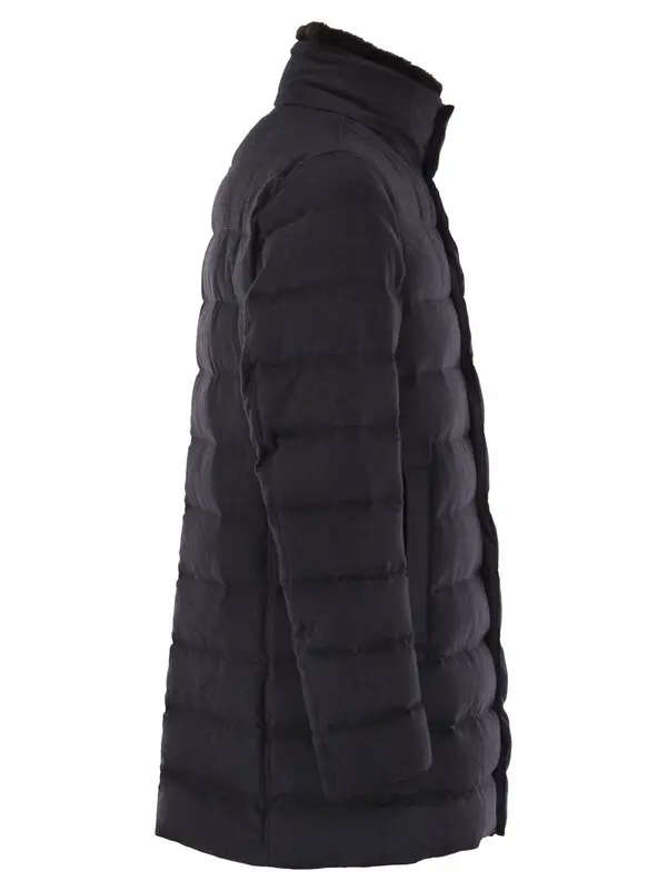 Herno Down Jacket With Detachable Fur Collar - Black