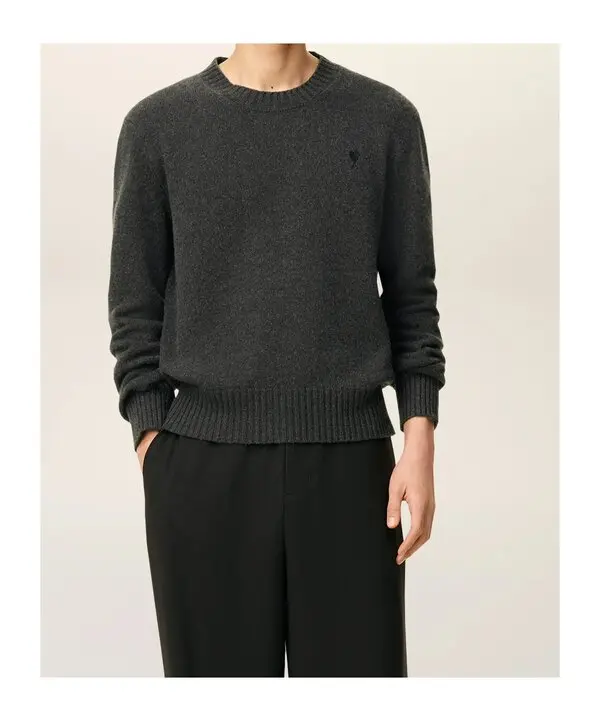AMI Paris De Coeur Crew Neck Sweater - Anthracite