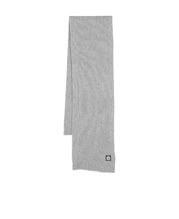 Stone Island Compass-patch Ribbed-knit Scarf - Gray
