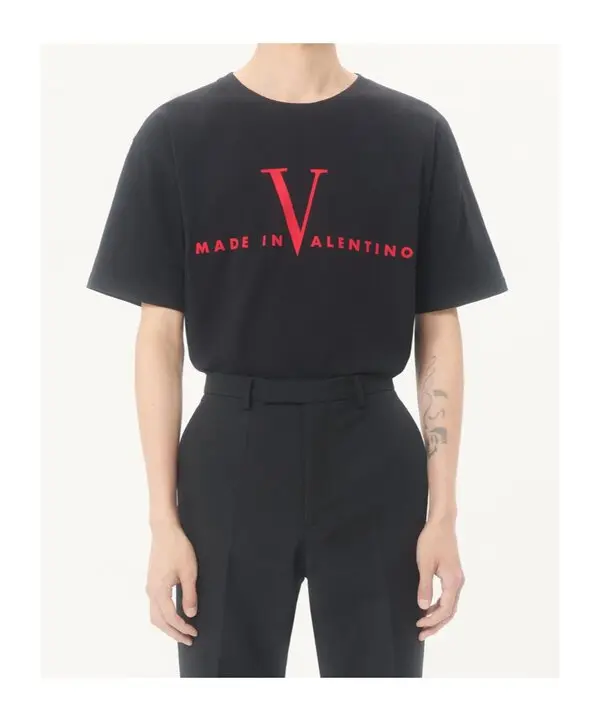 Valentino Garavani Logo Printed Crewneck T-shirt - Black