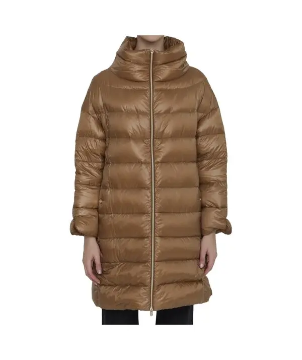 Herno Quilted Down Long Jacket With Volcanic Collar