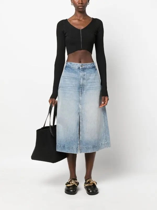 Marni V-neck Cropped Knit Top - Black