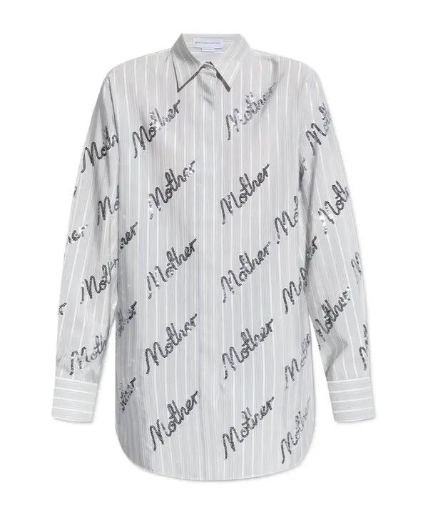 Stella McCartney Sequin Embellished Striped Shirt - White