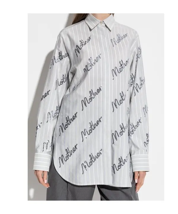 Stella McCartney Sequin Embellished Striped Shirt - White