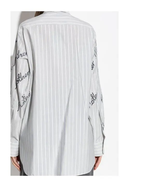 Stella McCartney Sequin Embellished Striped Shirt - White