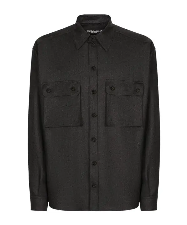 Dolce & Gabbana Dolce Gabbana Oversize Flannel Shirt - Grey
