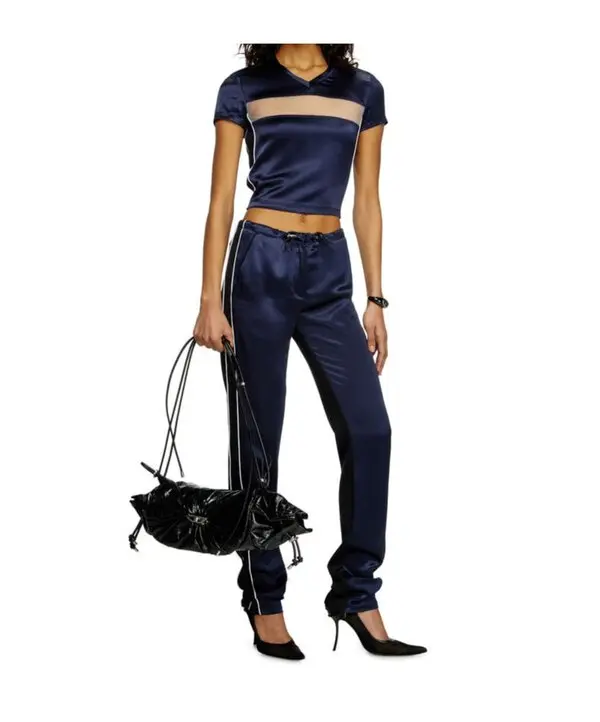 DIESEL® Knit And Satin Track Pants With Piping