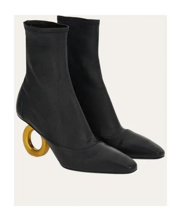 FERRAGAMO Pointed Toe Ankle Boots With Sculptural Heel